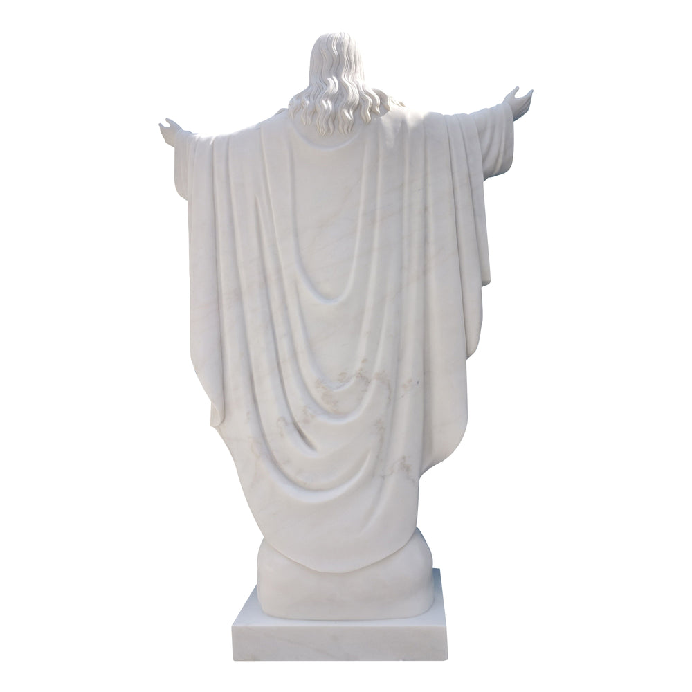 FINEST White Marble Sacred Heart Of Jesus Statues FM-011 (Including Pe
